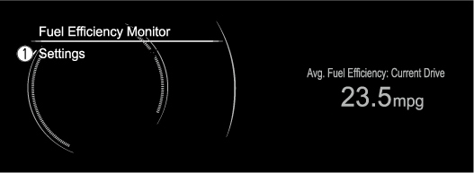 Displays the settings for the fuel efficiency monitor.